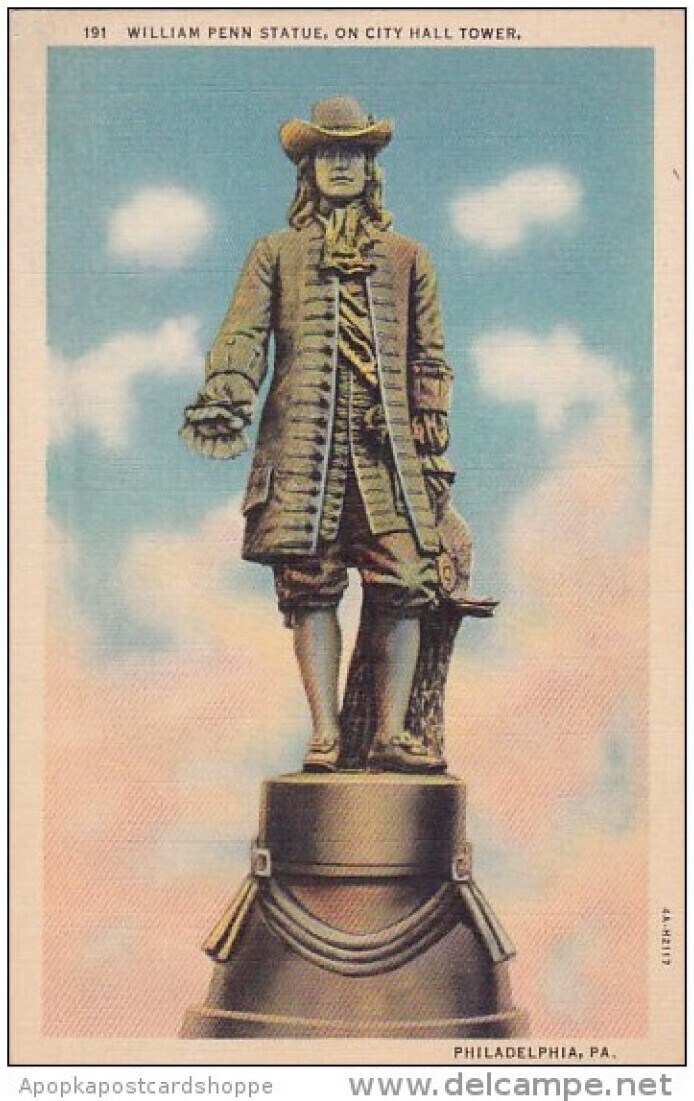 Pennsylvania Philadelphia William Penn Statue On City Hall Tower ...