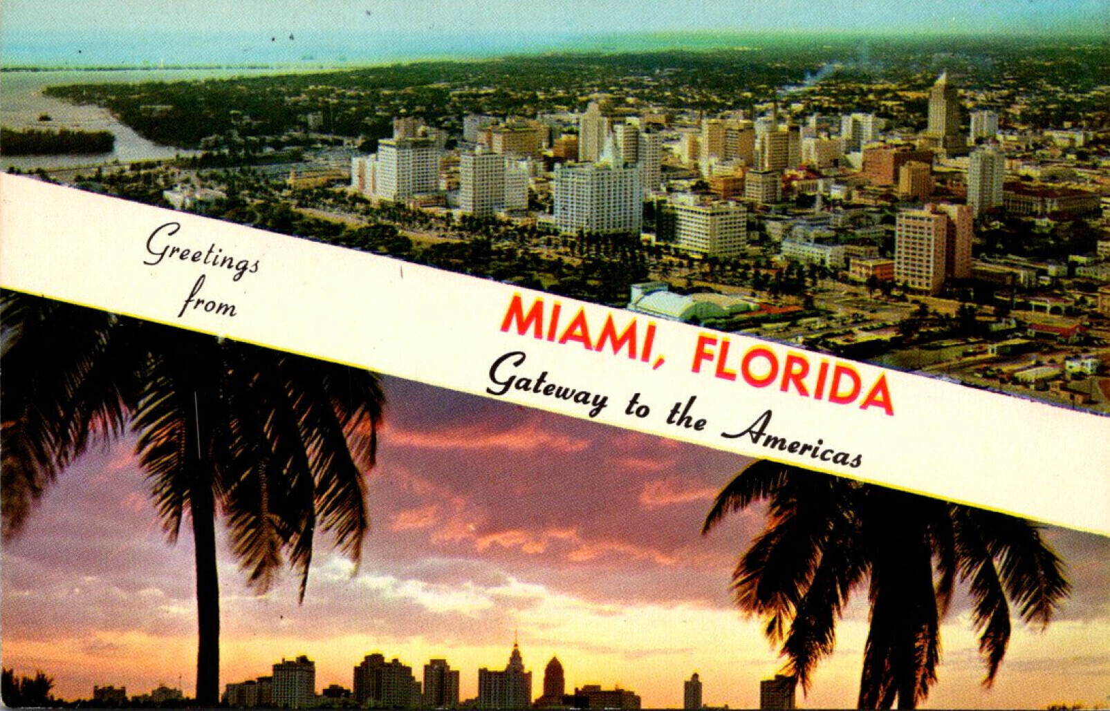Florida Miami Greetings From Gateway To The Americas Split View ...