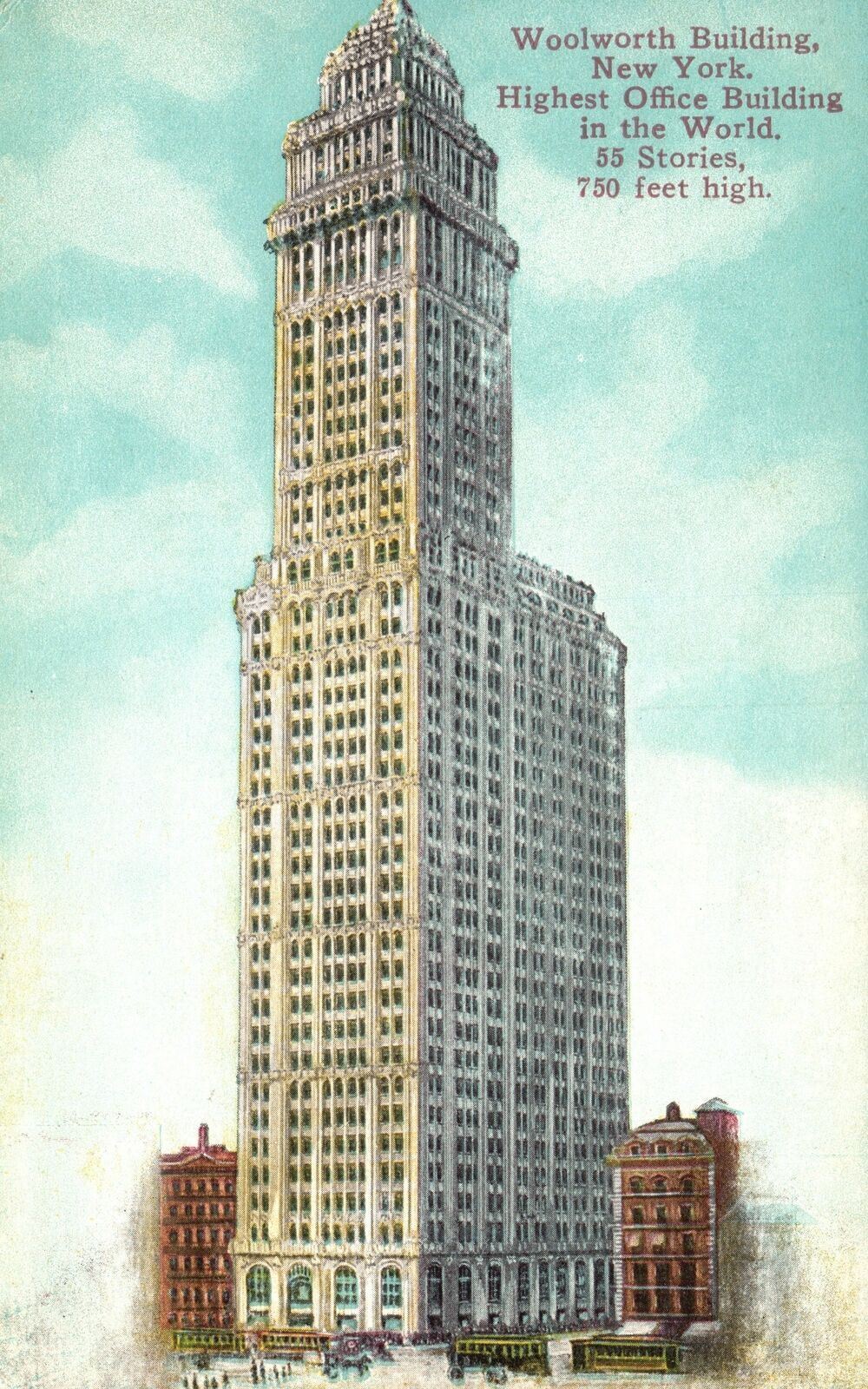 Vintage Postcard Woolworth Office Building Highest Skyscraper New York ...