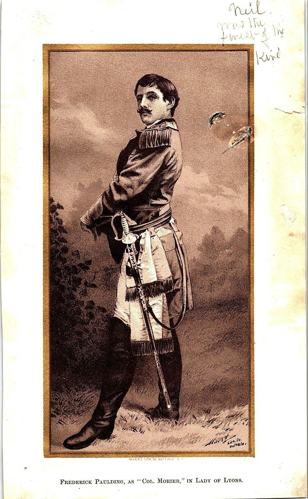 1880's Victorian Card Frederick Paulding As Col. Morier In "Lady Of ...
