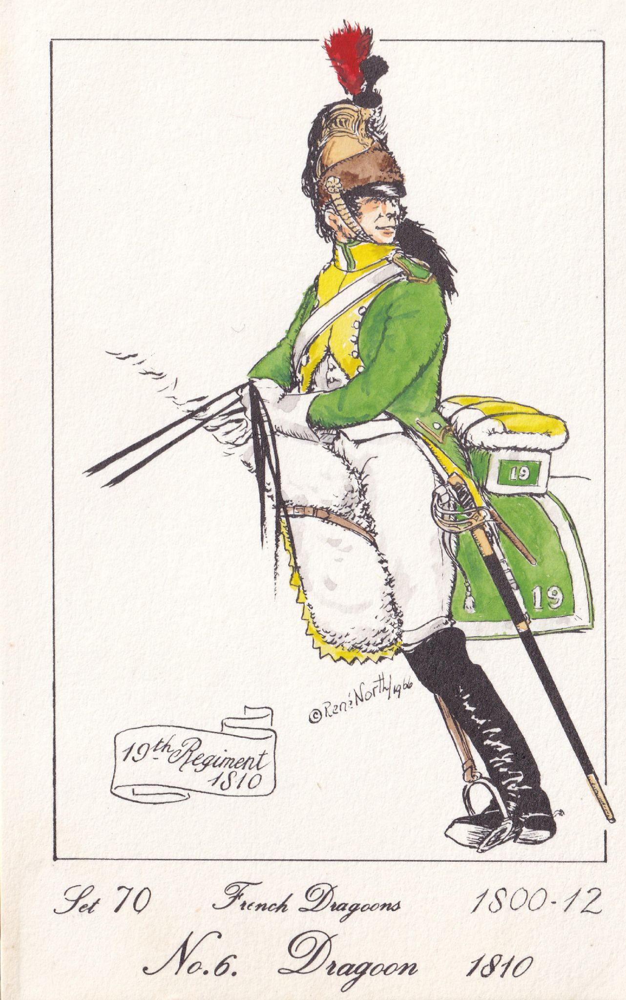 French Dragoon 1810 Soldier Napoleonic War Uniform Military Postcard ...