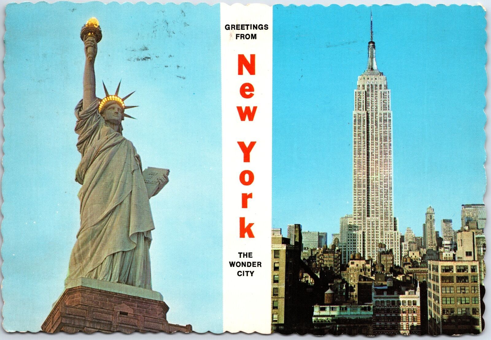 Vintage Postcard Continental Size Statue of Liberty & Empire State ...