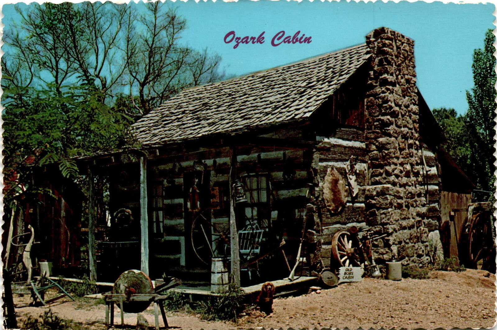 Hillbilly Cabin Postcard: 3-D Reproduction of Ozarks Pioneer Log Cabin ...