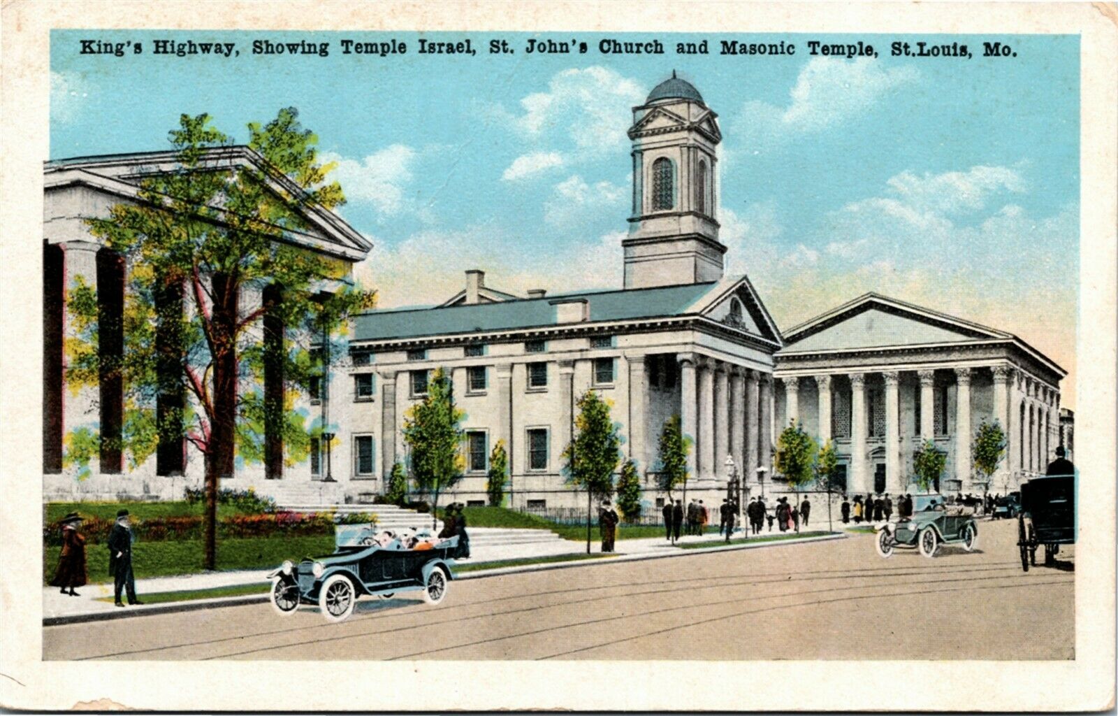 Postcard MO St. Louis King's Highway Temple Israel Masonic Temple 1920s ...