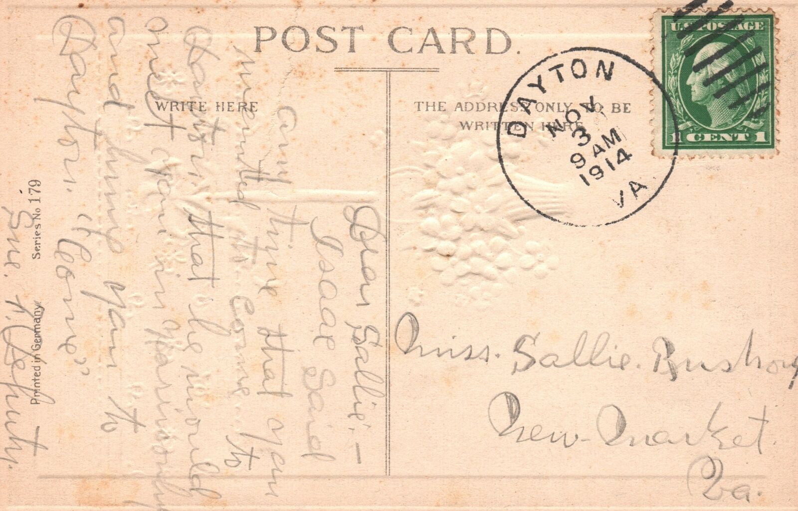 Vintage Postcard 1914 With Kind Regards Greetings Card Blue Ribbon ...