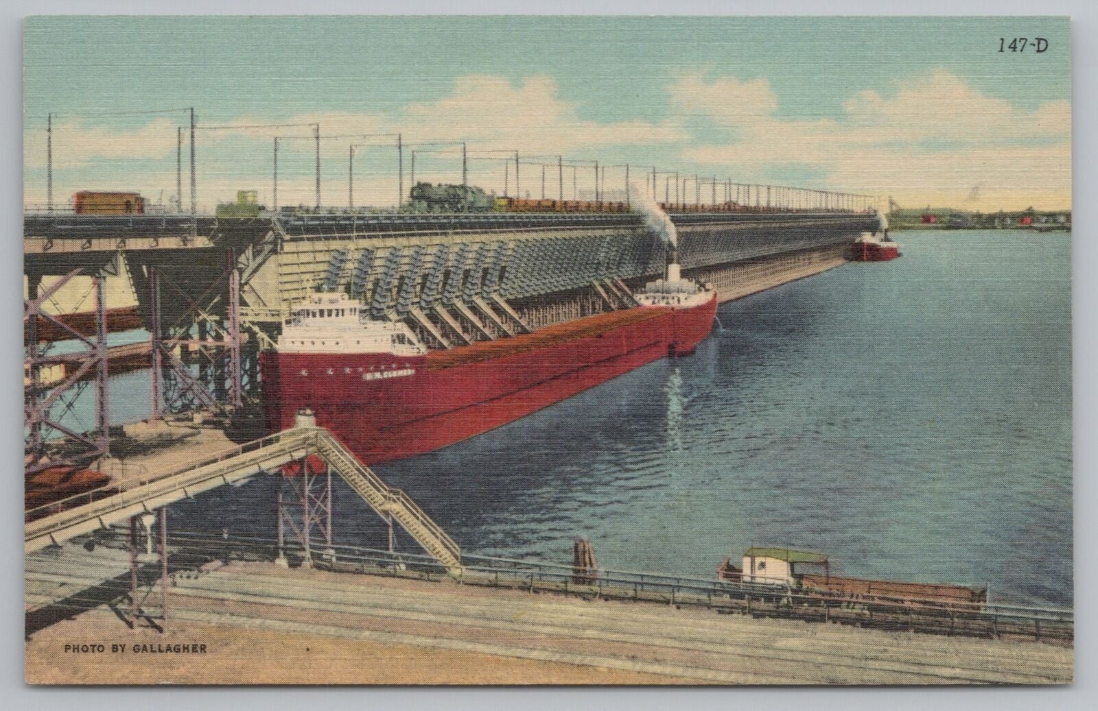 Ship~Loading Giant Freighters At Ore Docks On Lake Superior~Vintage ...