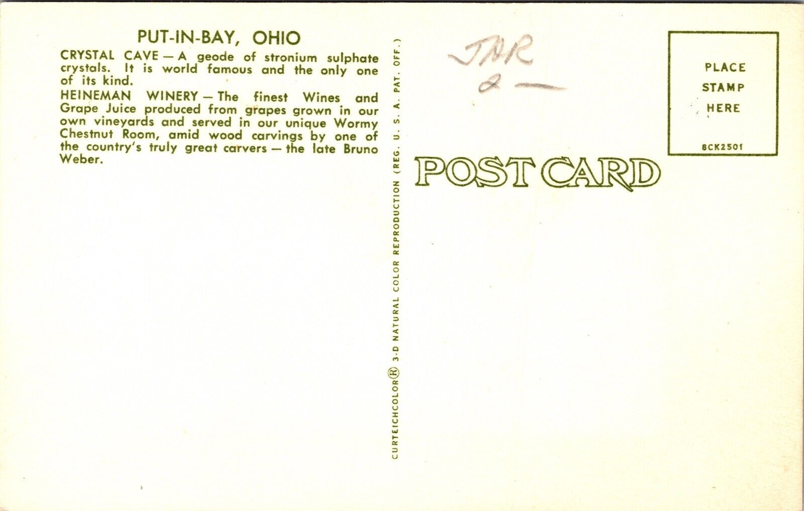 Crystal Cave Heineman Winery Put In Bay Ohio Streetvoew Chrome Postcard ...