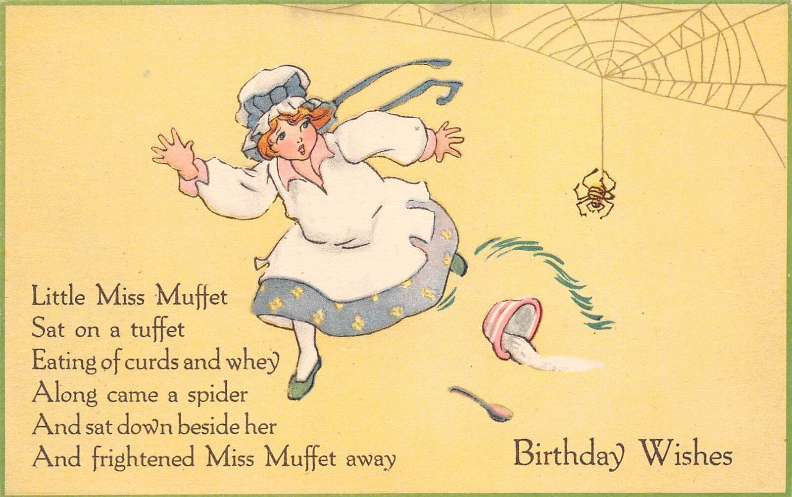 Birthday Wishes Little Miss Muffet, Spider Web, Nursery Rhyme,Series No ...