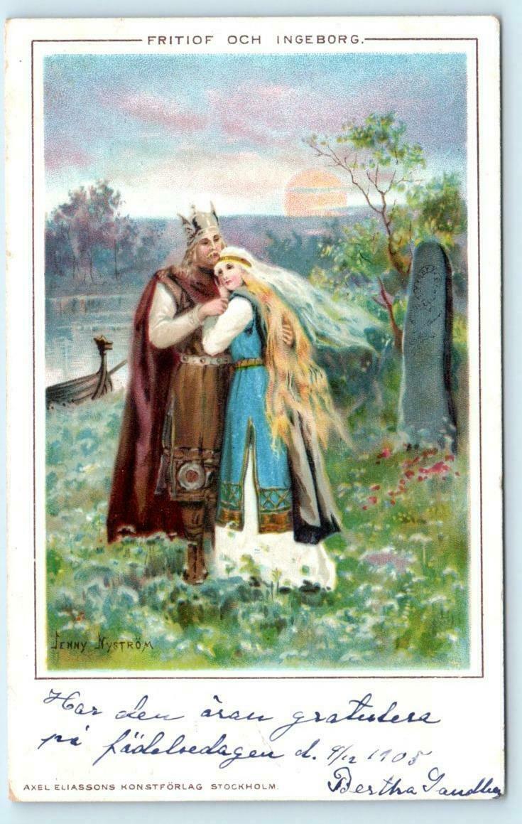 FRITOF och INGEBORG ~ Artist Signed JENNY NYSTROM 1905 Swedish Poem ...