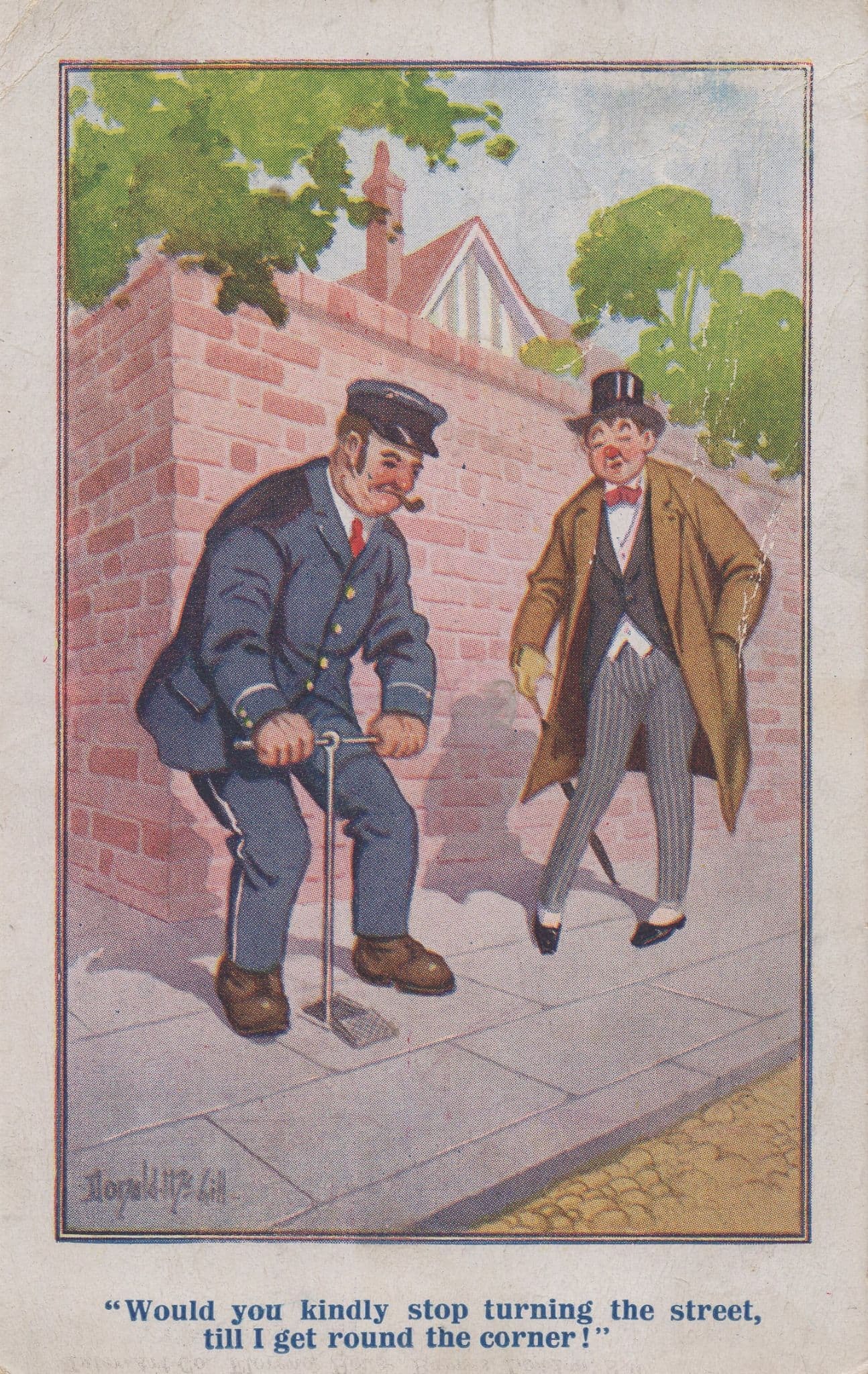 Manhole Road Repair Worker Smoking Pipe Old Comic Postcard | Topics ...