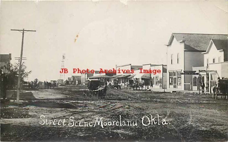 OK, Mooreland, Oklahoma, RPPC, Street Scene, Business Section, 1909 PM ...