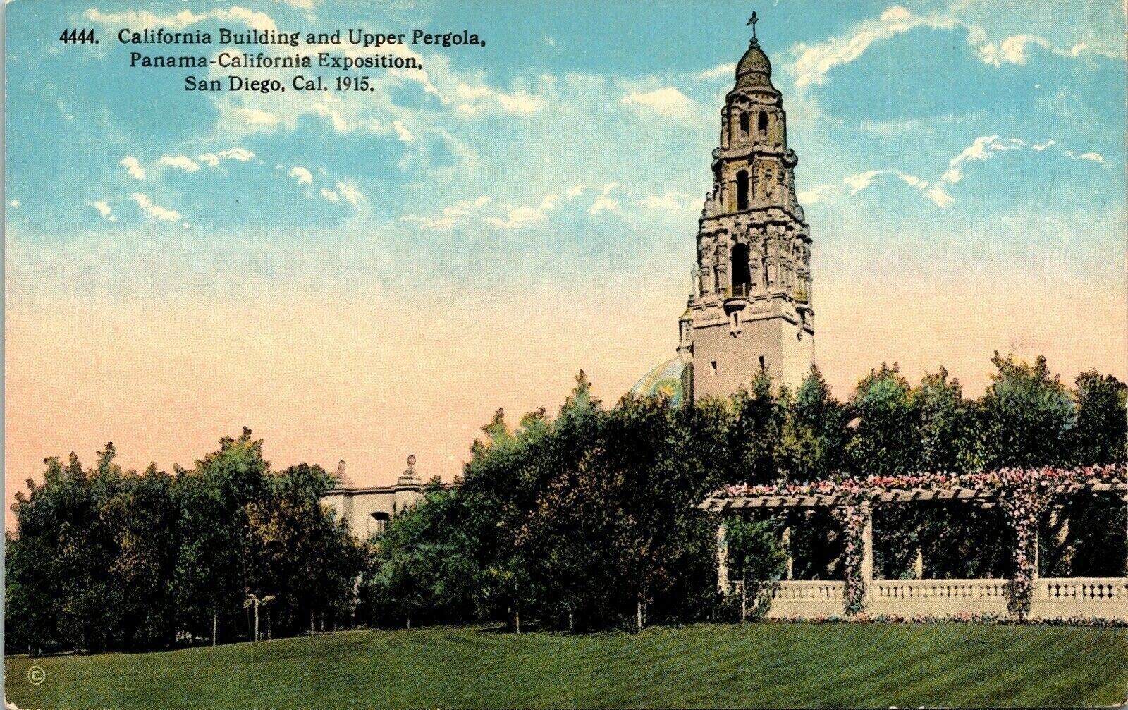 California Building Upper Pergola Panama CA Expo 1915 Antique Postcard ...