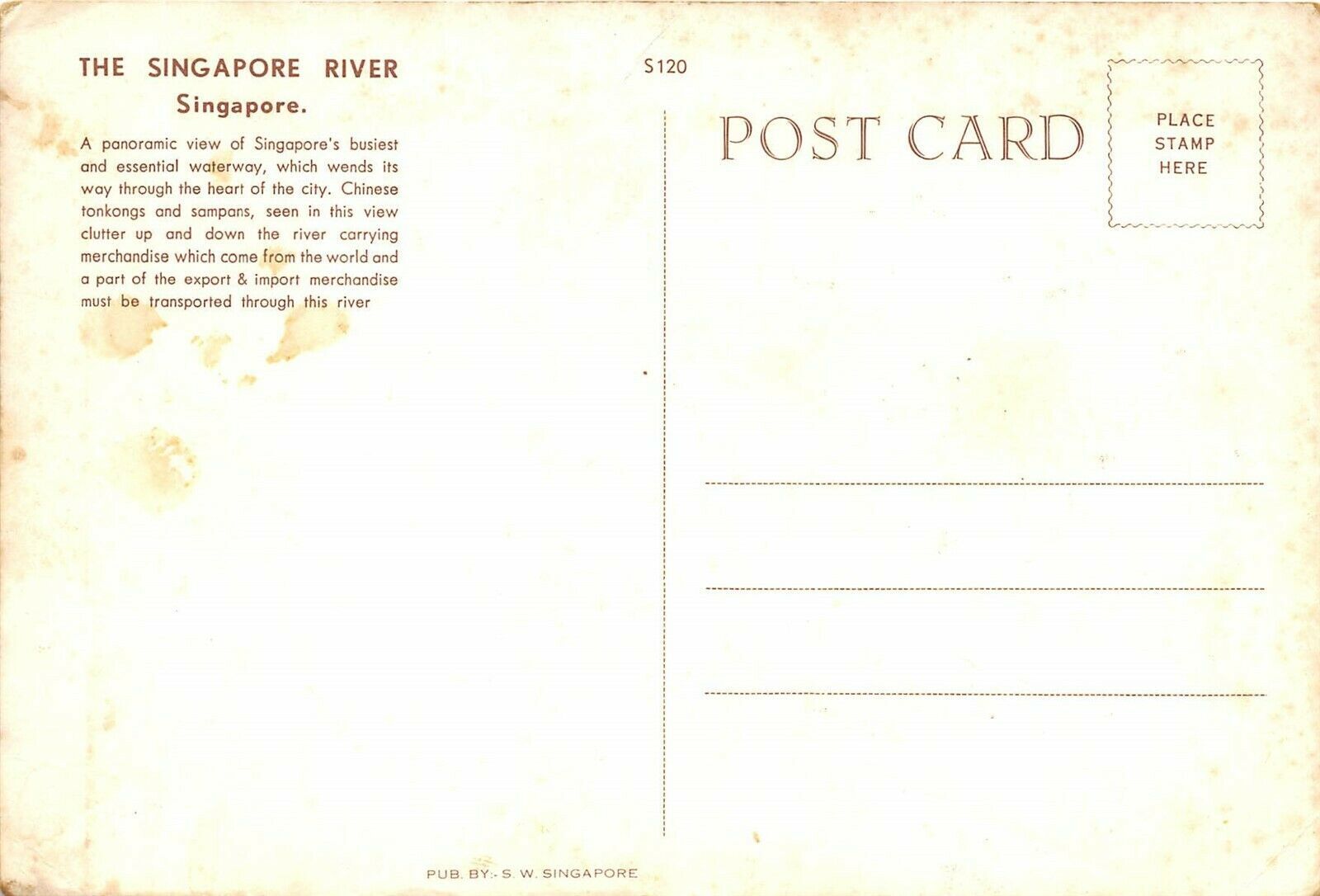 SINGAPORE 1970s Postcard Singapore River Chinese Tonkongs and Sampans ...
