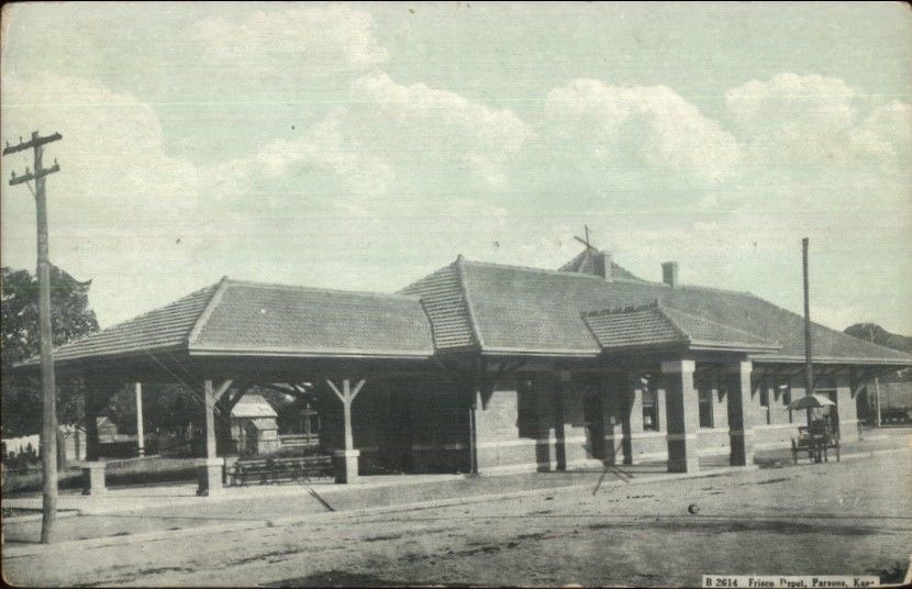 Parsons KS Frisco RR Train Depot Station c1910 Postcard | United States ...