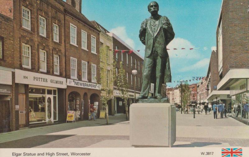 Elgar Statue Worcester Shopping Precinct 1970s Postcard | Europe ...