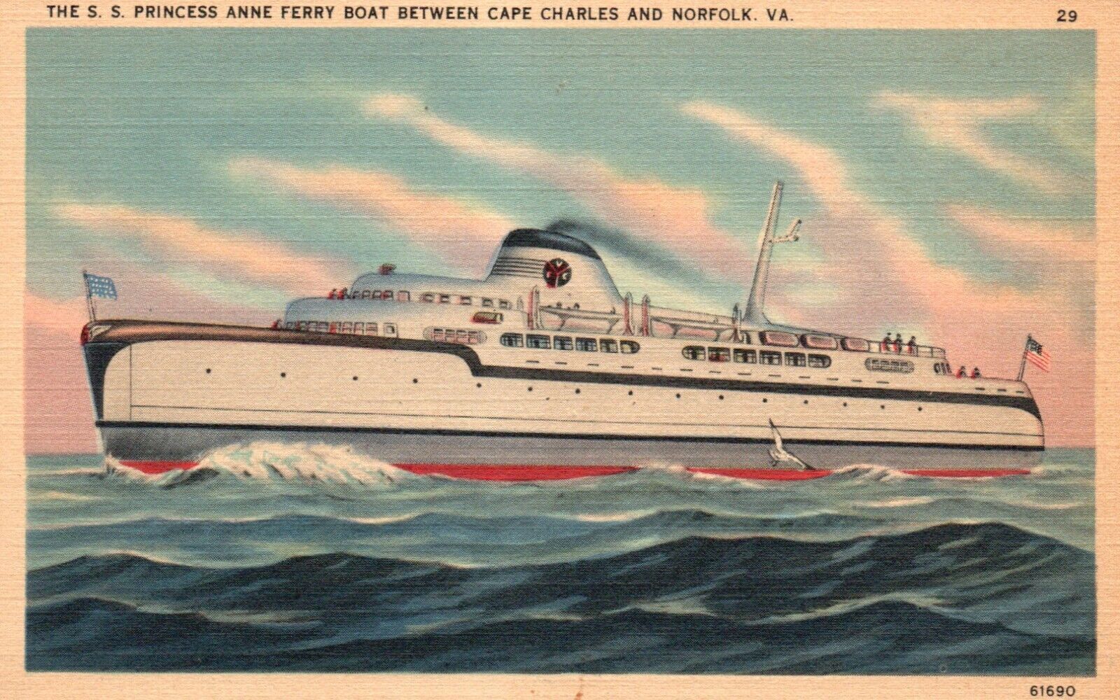 Postcard VA b/w Cape Charles & Norfolk SS Princess Anne Ferry Boat Old ...