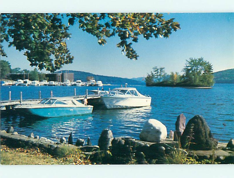 Unused Pre-1980 BOAT & DOCK ON LAKE WINNIPESAUKEE Meredith NH v5412 ...