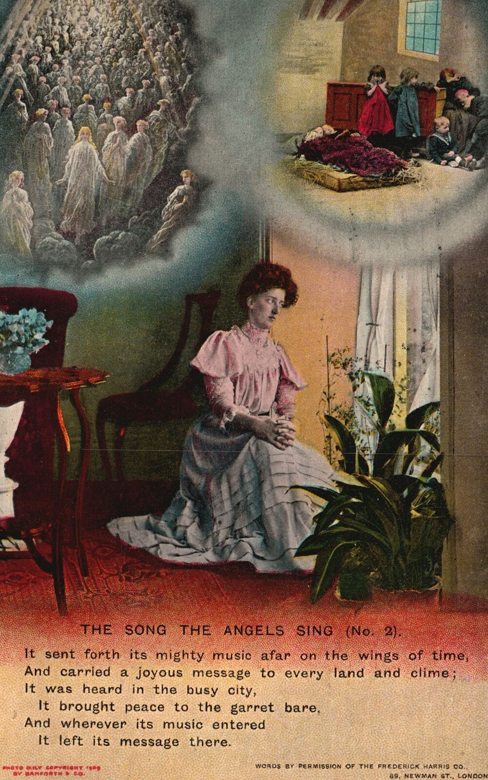 Vintage Postcard 1910's Lady Meditating The Song The Angels Sing ...