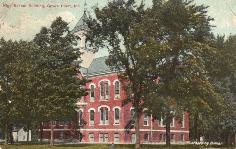 Vintage Postcard 1910 High School Building Crown Point Indiana W. A ...