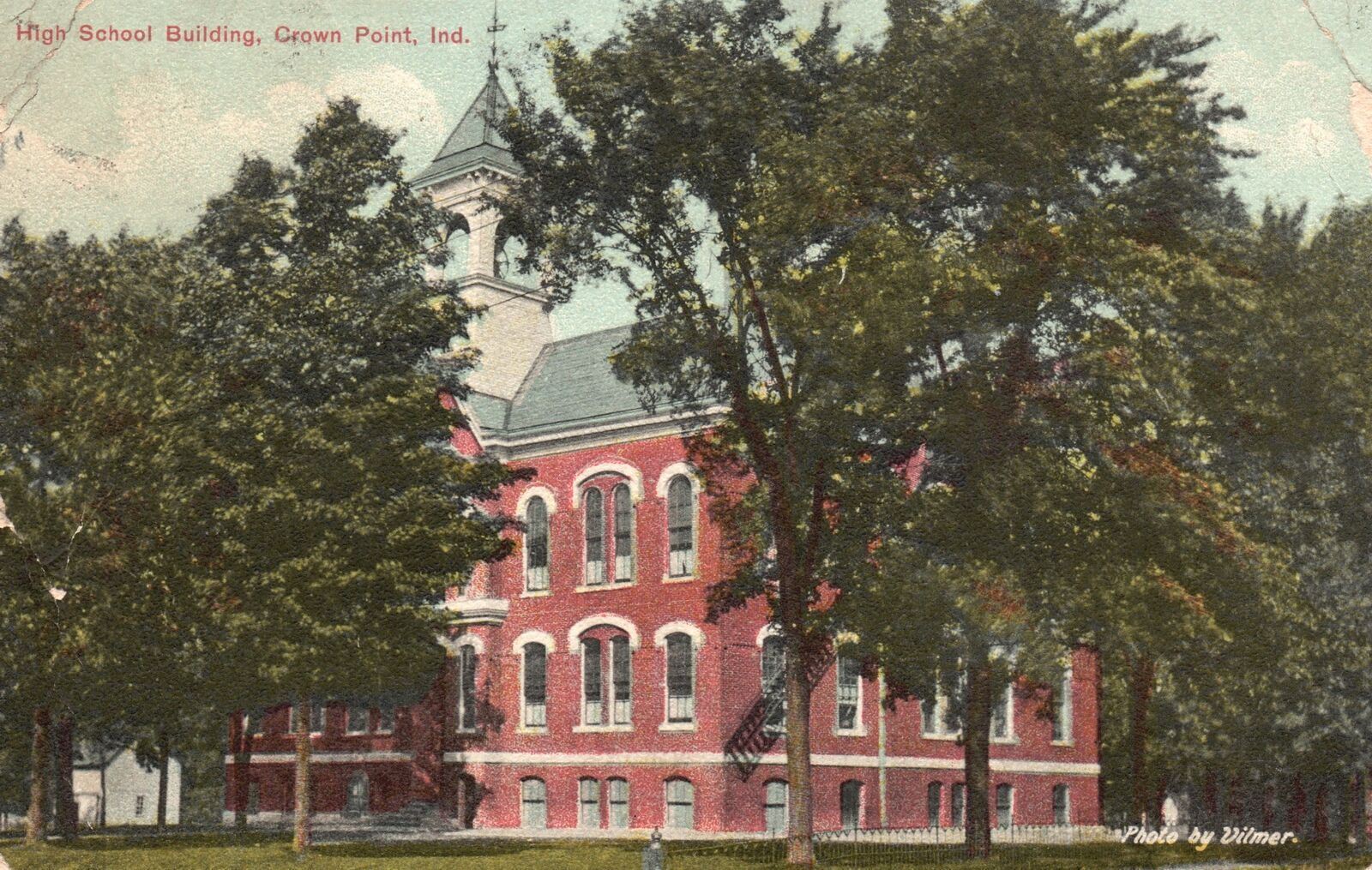 Vintage Postcard 1910 High School Building Crown Point Indiana W. A ...