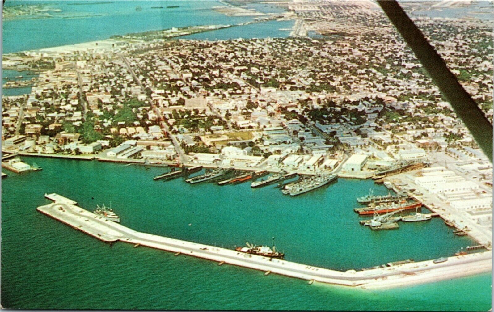 Postcard FL Key West Aerial View Naval Station Submarine Base US Navy ...