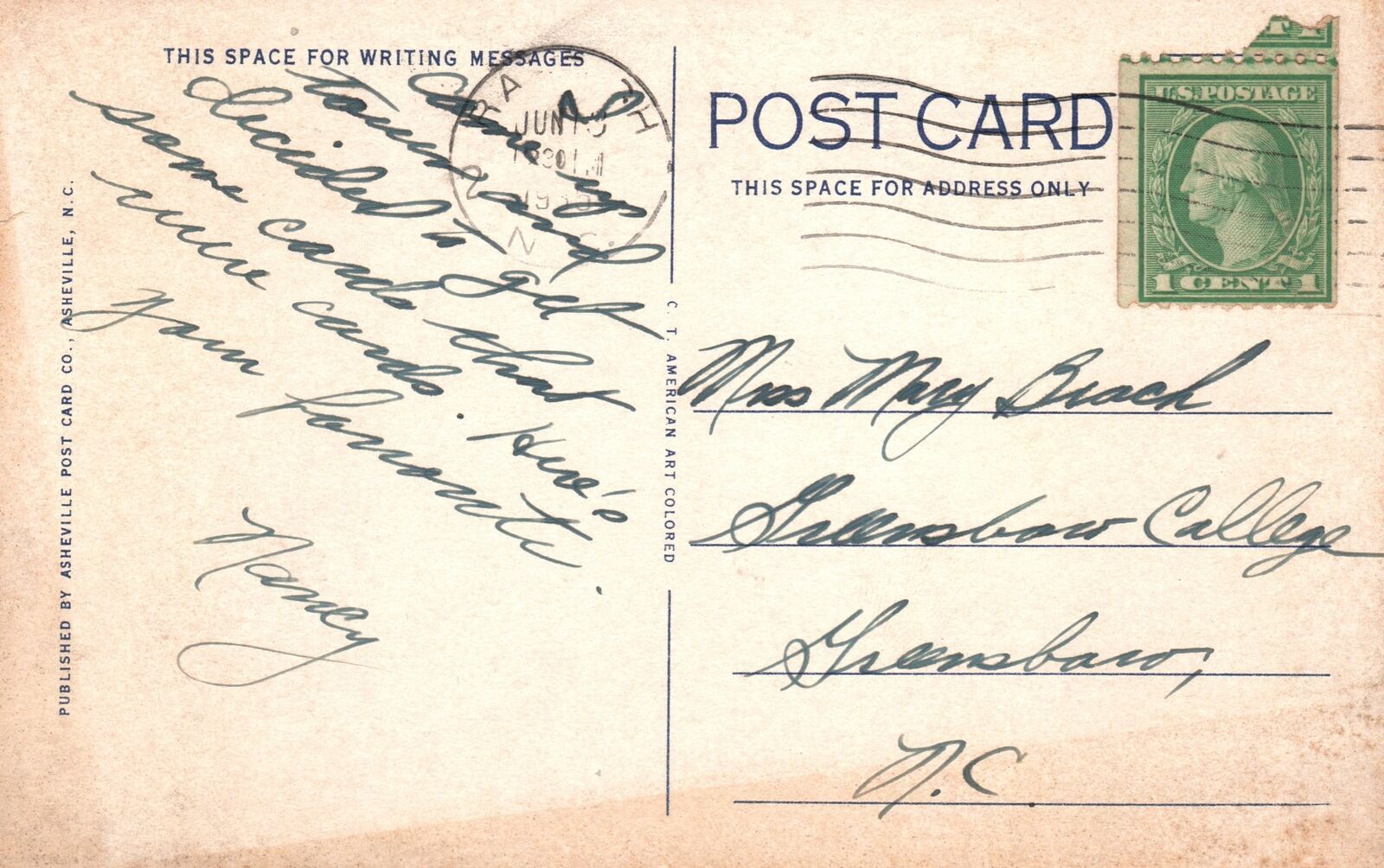 Vintage Postcard 1955 The Old North State The Land Where The Galax ...