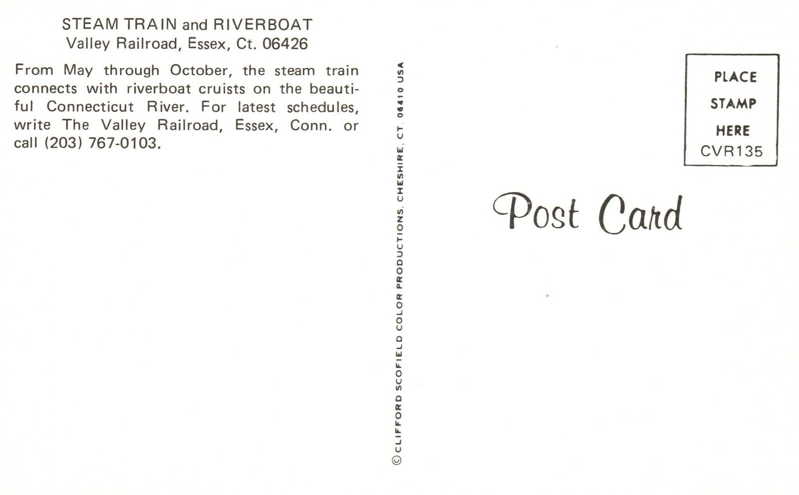 Vintage Postcard Steam Train & Riverboat Valley Railroad Essex ...