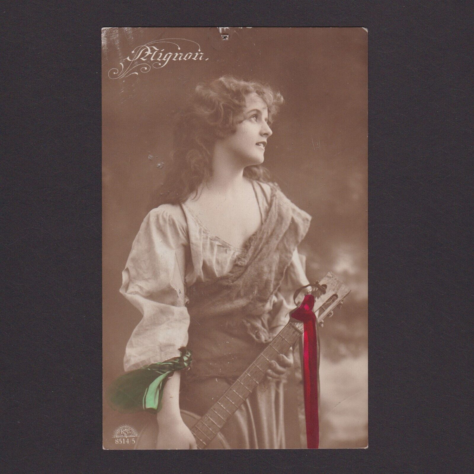 Vintage postcard, Mignon, A young girl with a guitar, Unposted | Other ...