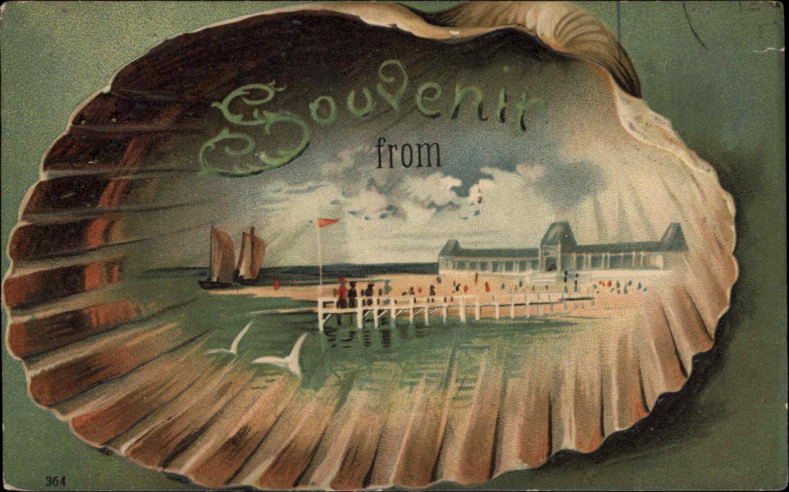 Old Orchard Cancel ME Pier Seashell Border Greeting Embossed c1900s-20s ...