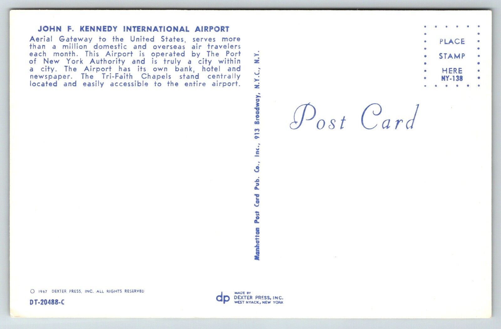 VIntage Airline Airplane Postcard - JFK International Airport | Other ...
