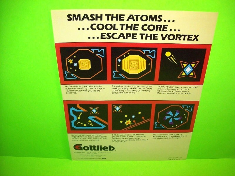 Reactor Arcade FLYER Original NOS Gottlieb Video Game 1982 Space Age ...