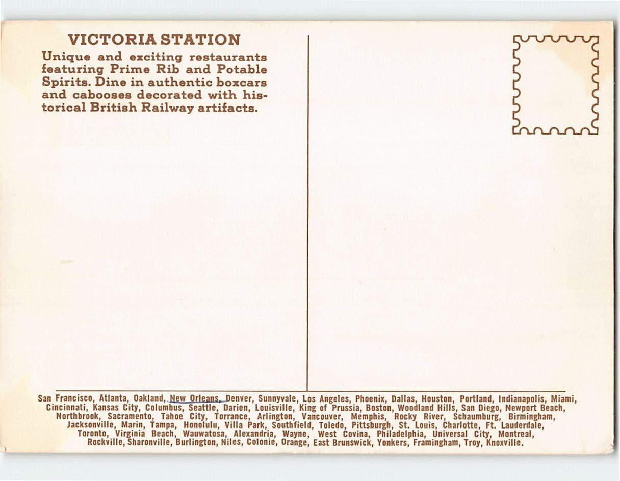 Postcard Victoria Station, Purveyor Of Prime Rib & Potable Spirits ...