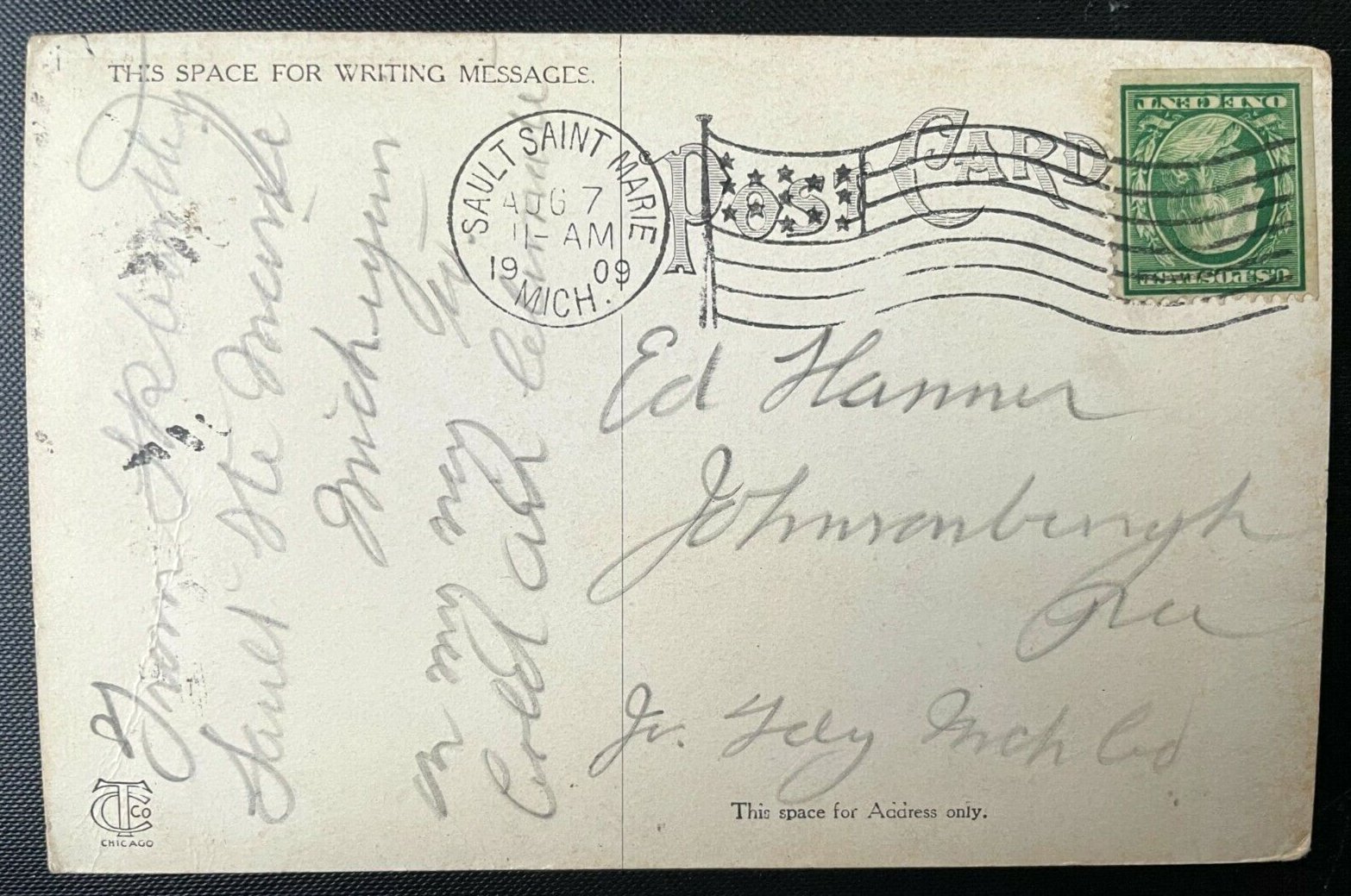 Vintage Postcard 1909 Fishing in the Rapids Sault Ste. Marie Michigan ...