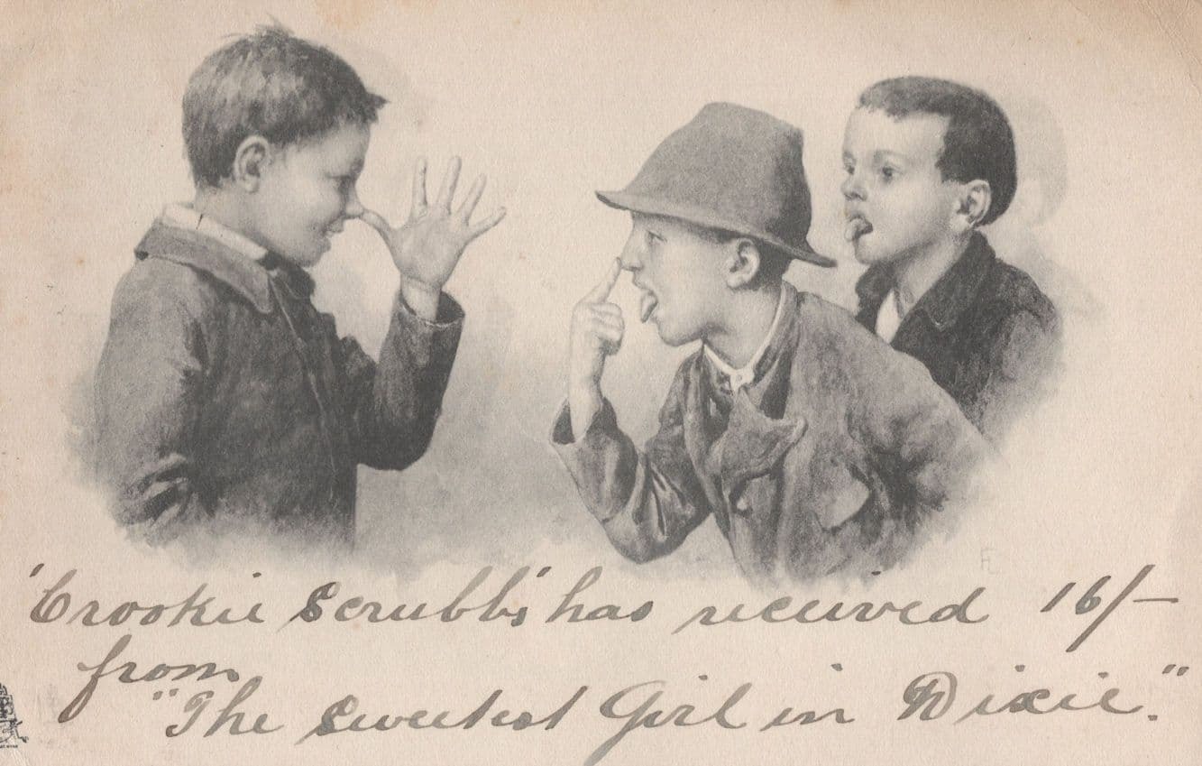 Cocking A Snoot Nose Child Swearing Sign Language Austria Old Postcard ...