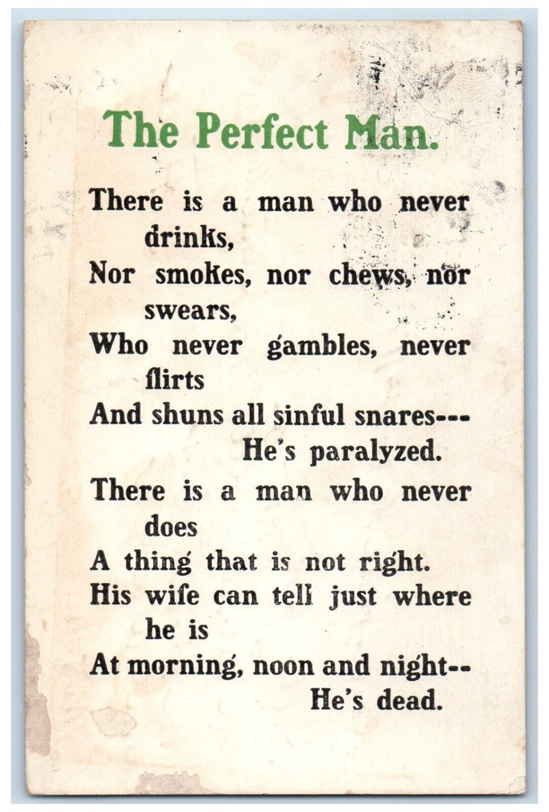 c1910's The Perfect Man Poem Humor Louisville Kentucky KY Antique ...