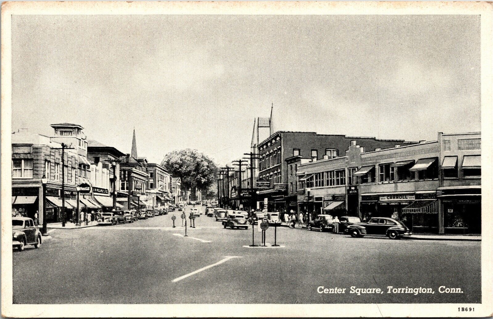 Postcard CT Torrington Center Square Drug Store Coca Cola Sign Shops ...