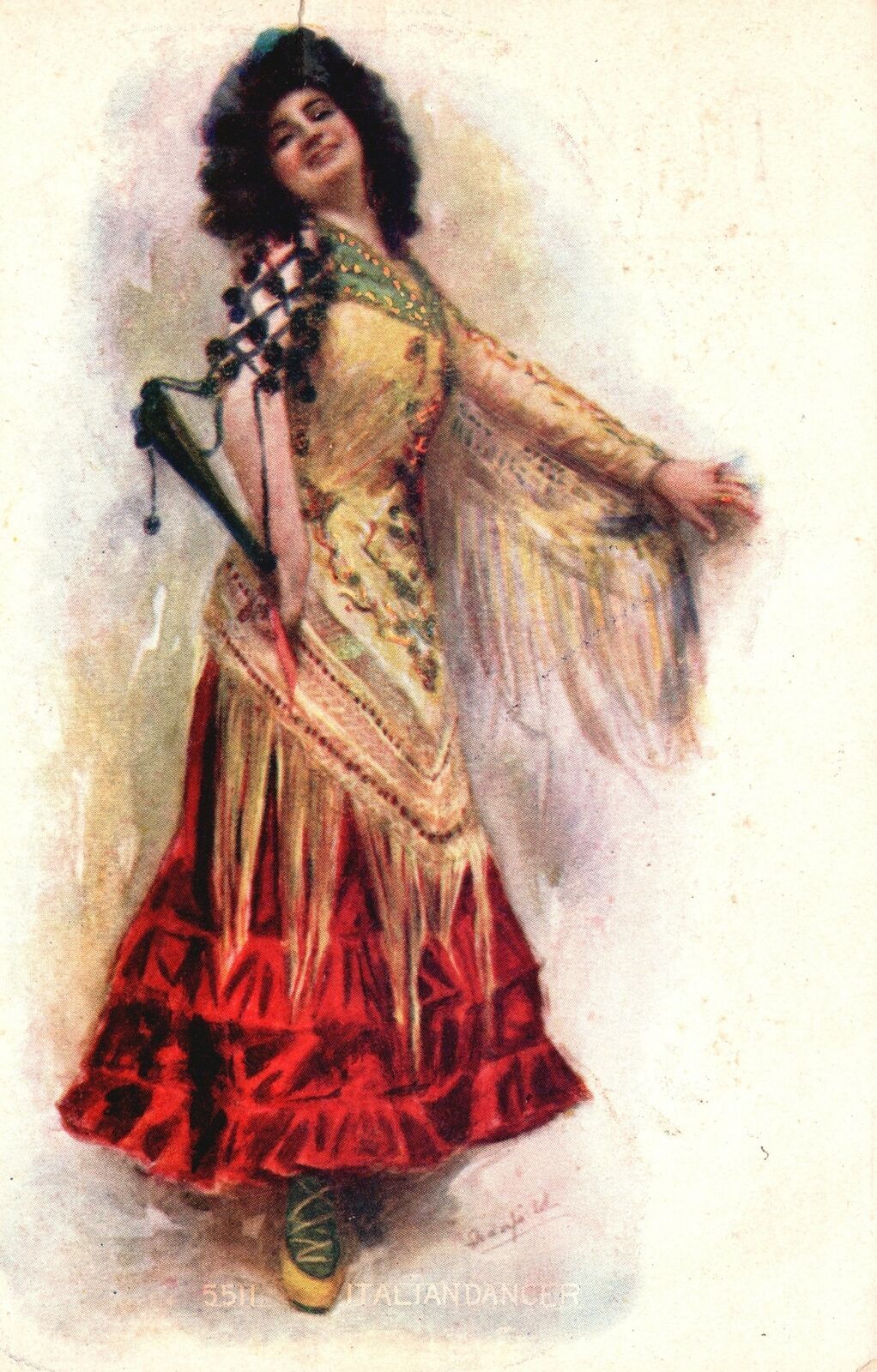 Vintage Postcard 1908 Italian Dancer Pretty Lady in Her Native Dancing ...