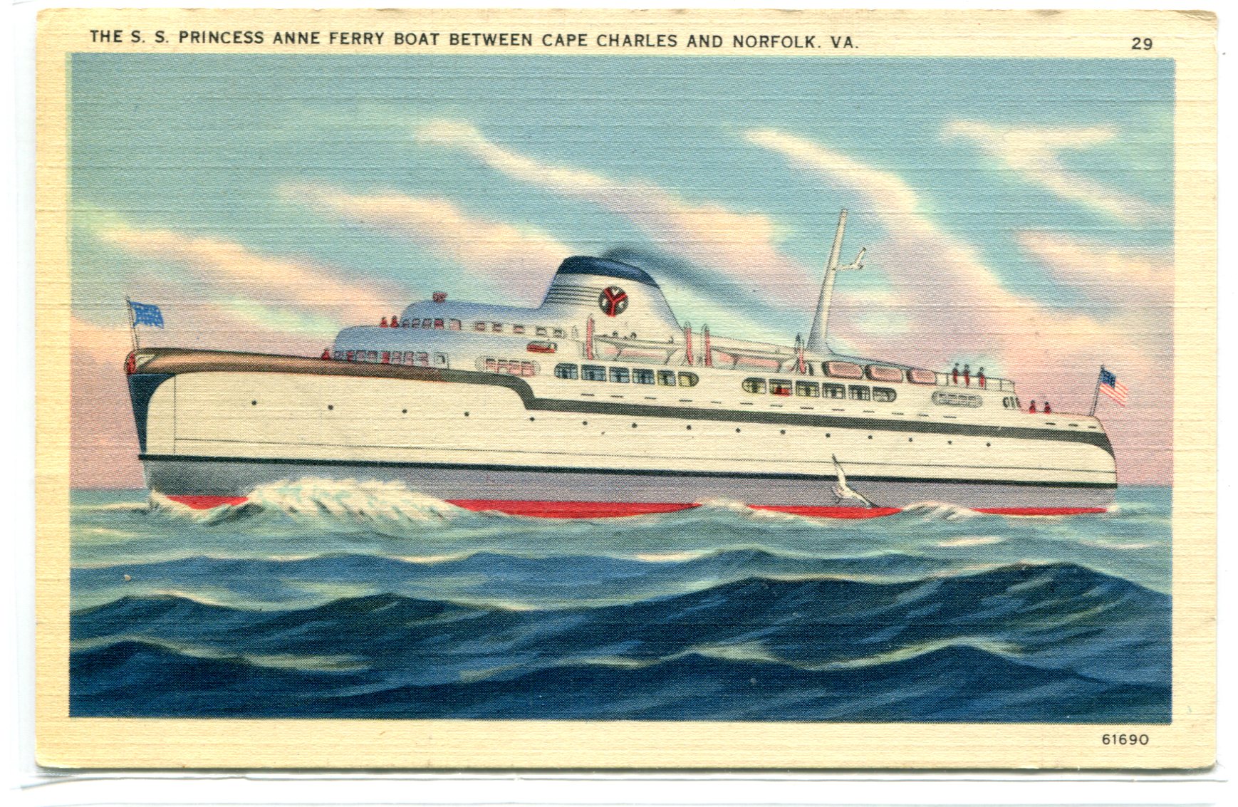 SS Princess Anne Ferry Boat Ship Cape Charles Norfolk Virginia 1940 ...