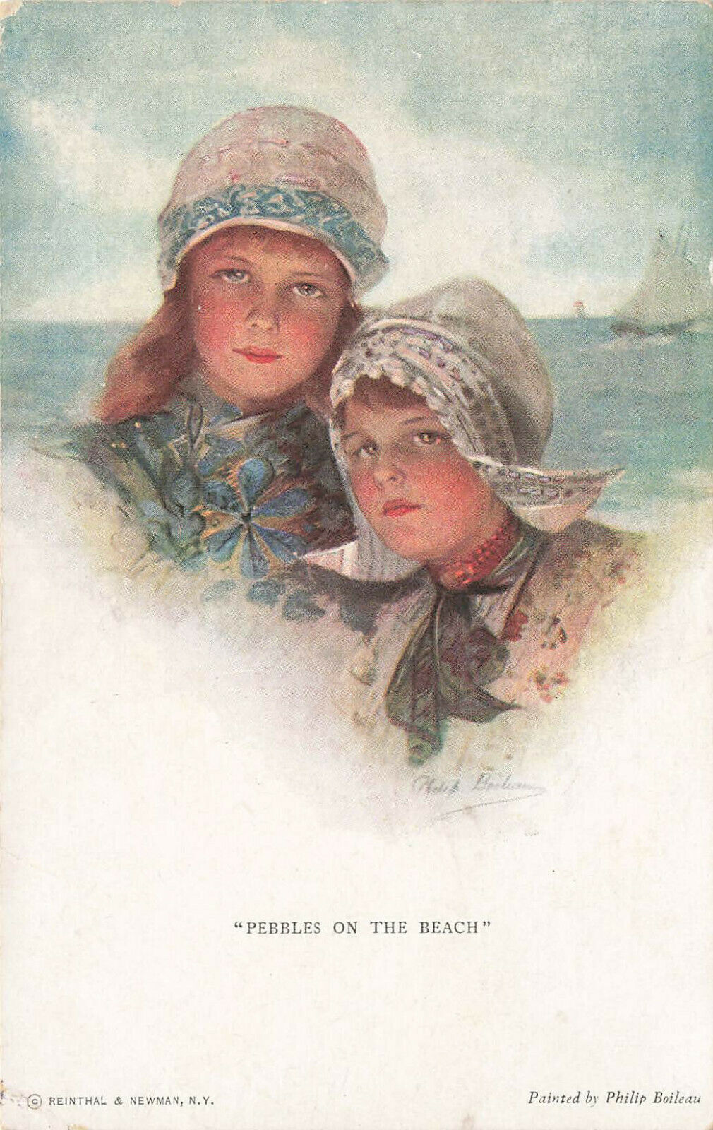 Philip Boileau Signed Artist "Pebbles On The Beach'" Beautiful Woman ...