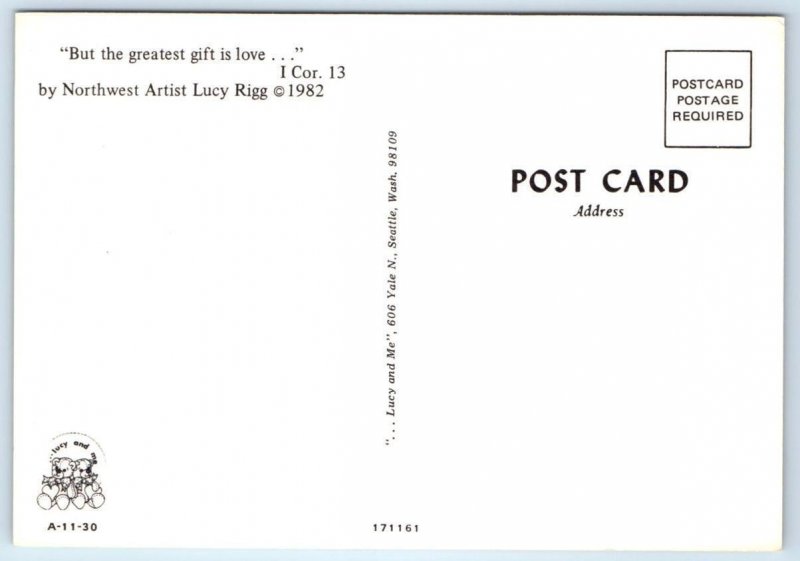 LUCY RIGG Artist Signed CHRISTMAS TREE Teddy Bears, Doll 1982 - 4"x6 ...