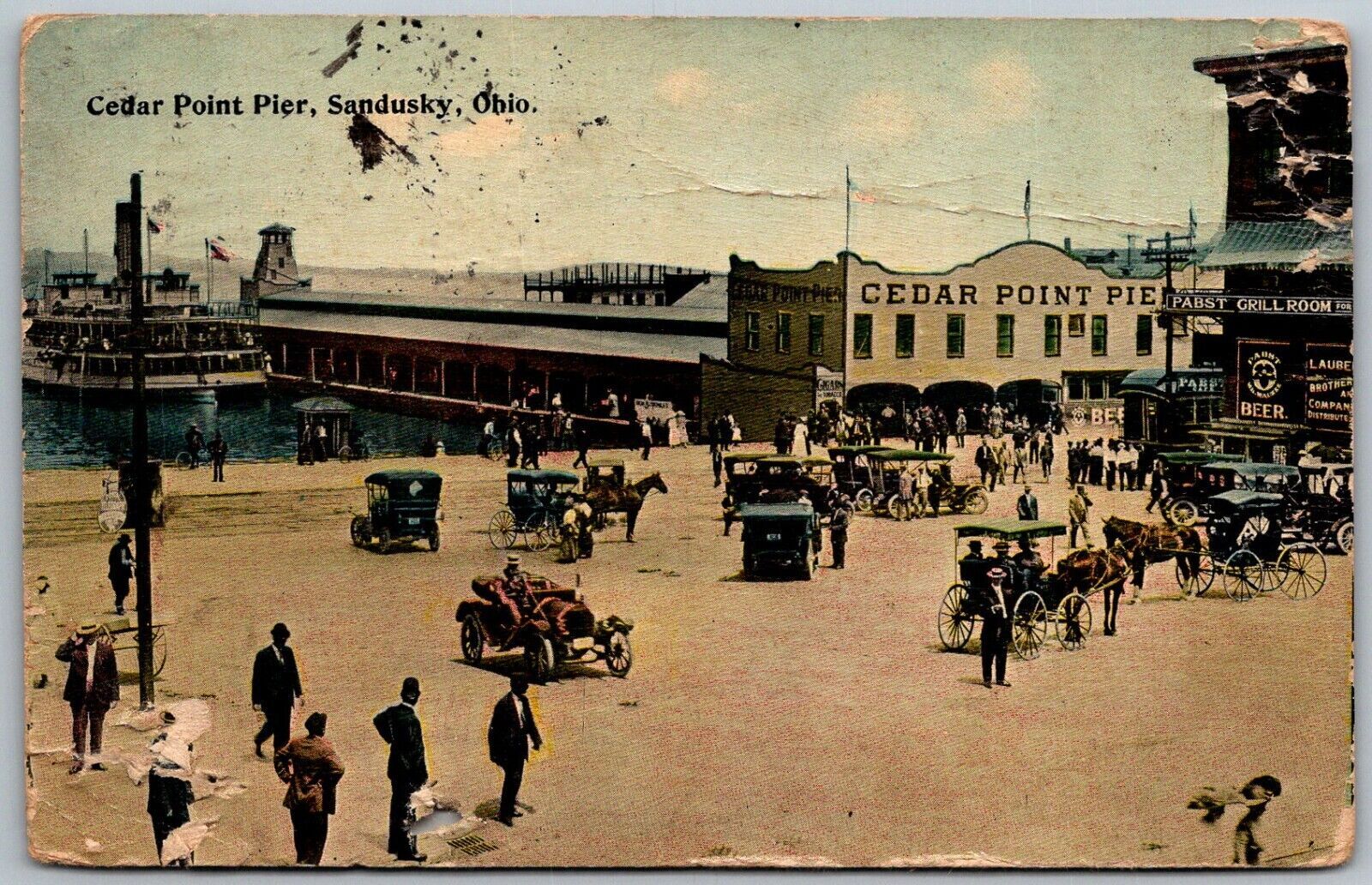 Cedar Point Ohio 1912 Postcard Cedar Point Pier Pabst Grill Room ...