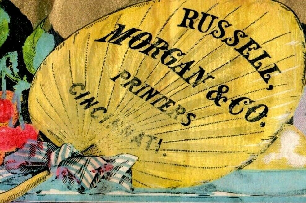 1870's Poster Trade Show Card Label Printer Russell Morgan & Co Fan ...