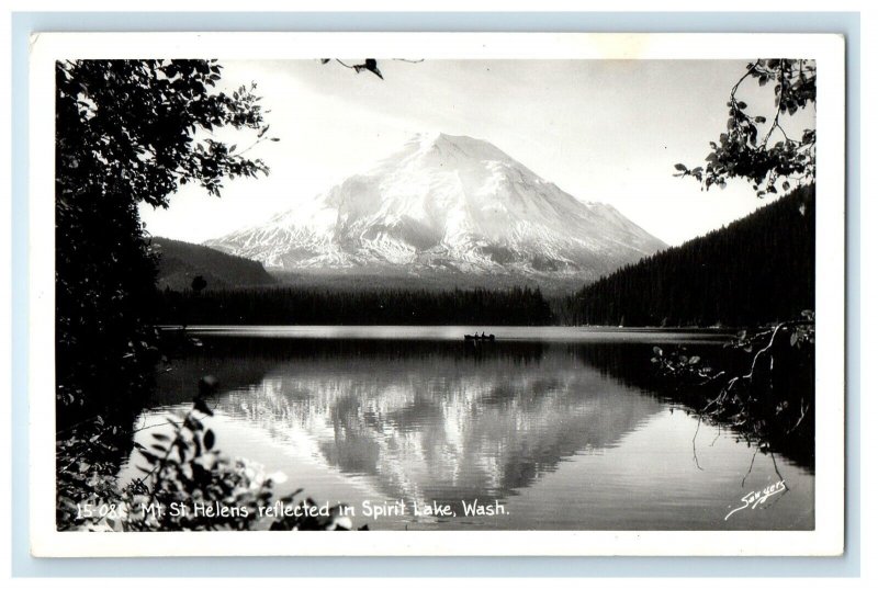 c1940's Mt. St. Helens Reflected In Spirit Lake WA, Ellis RPPC Photo ...