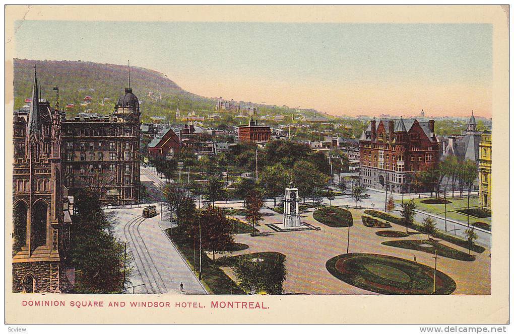 Aerial view, Dominion Square and Windsor Hotel, Montreal, Quebec ...