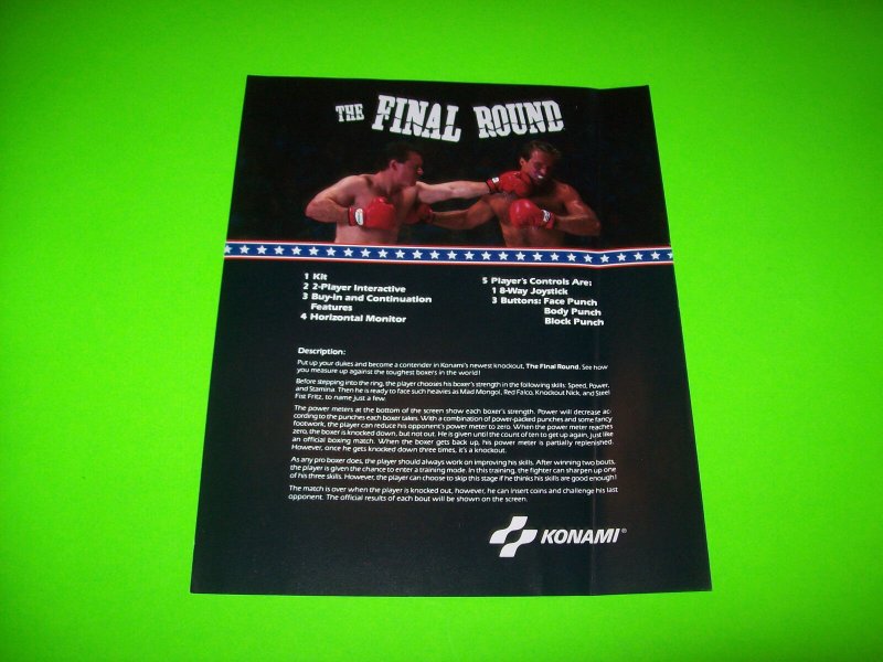 THE FINAL ROUND ORIGINAL NOS VIDEO ARCADE GAME FLYER Vintage Retro ...