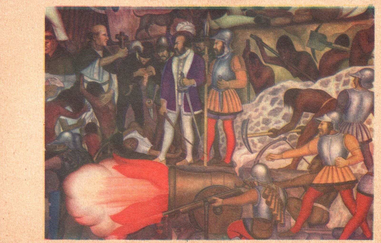 Vintage Postcard Cortez Y Las Casas Palacio National Dr. Mexico Fresco ...