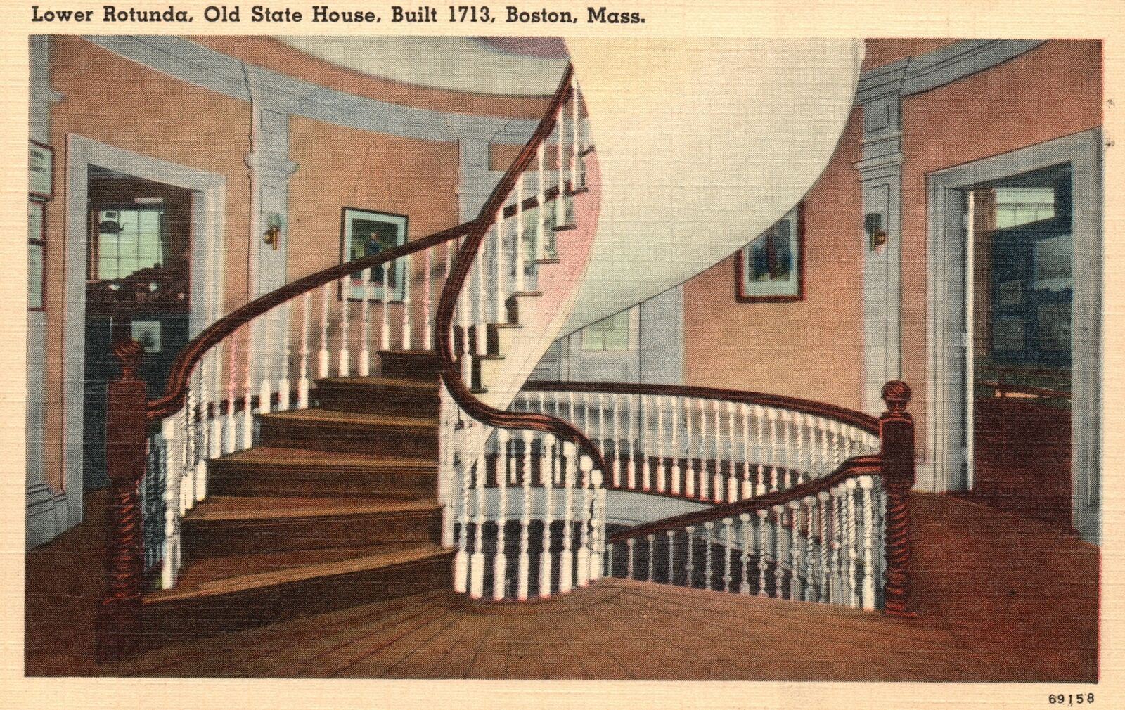 Vintage Postcard Lower Rotunda Old State House Bostonian Boston ...