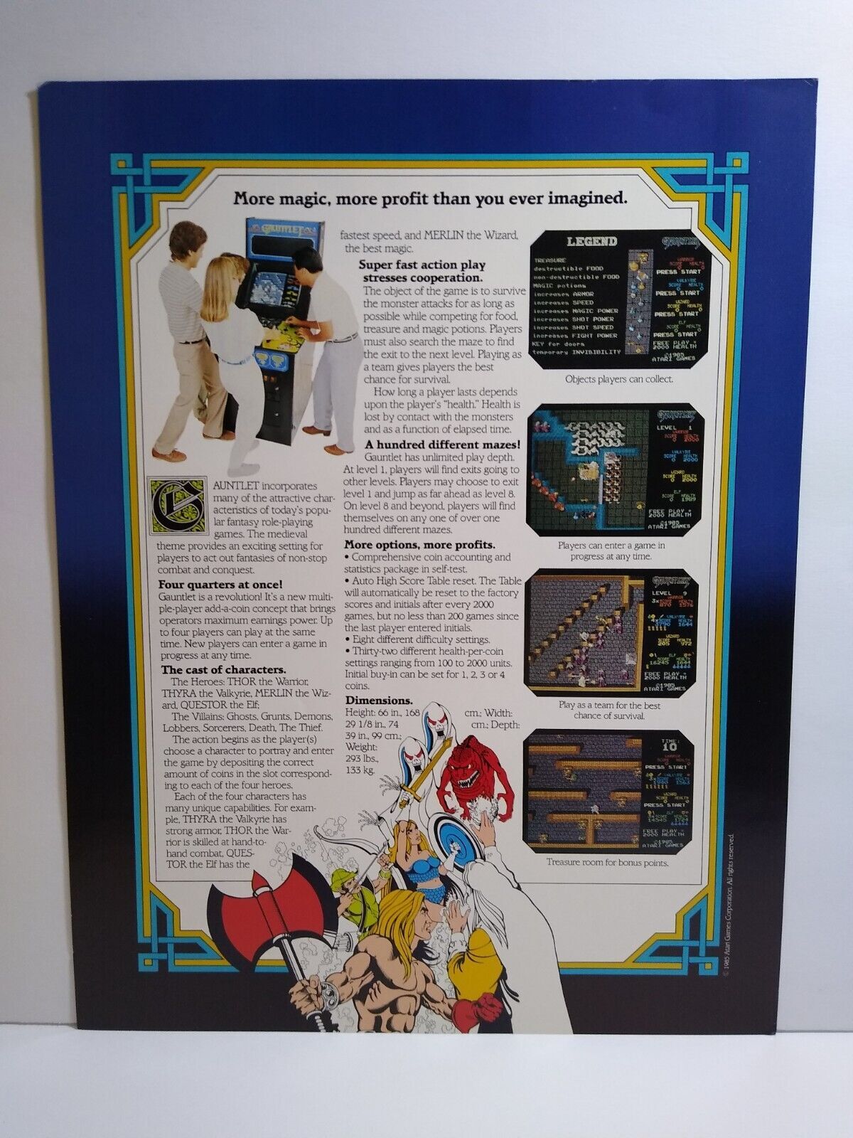 Gauntlet Arcade Flyer Original 1985 Video Game Art Promo Sheet Retro 8. ...