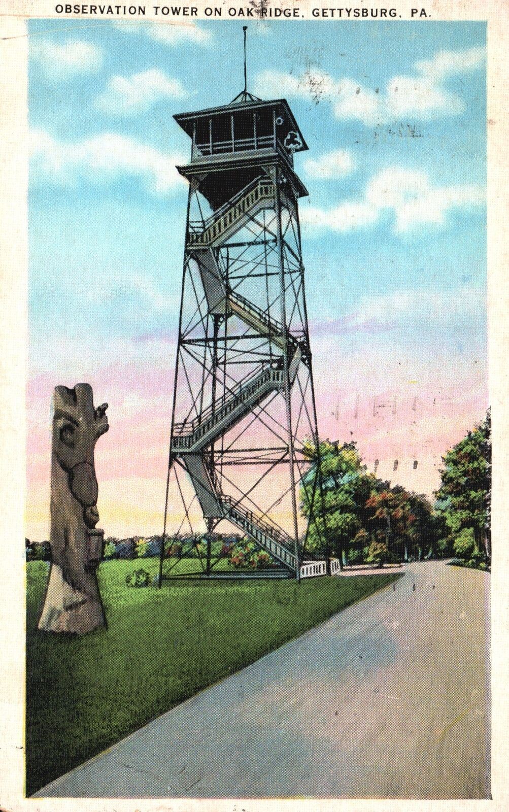 Vintage Postcard 1936 Observation Tower on Oak Ridge Gettysburg ...
