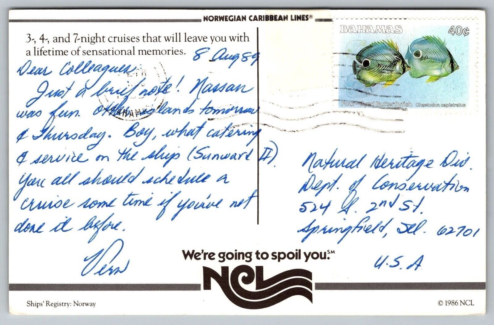 Norwegian Caribbean Lines Cruise Ship Shoreline Ocean Beach Vintage UNP ...